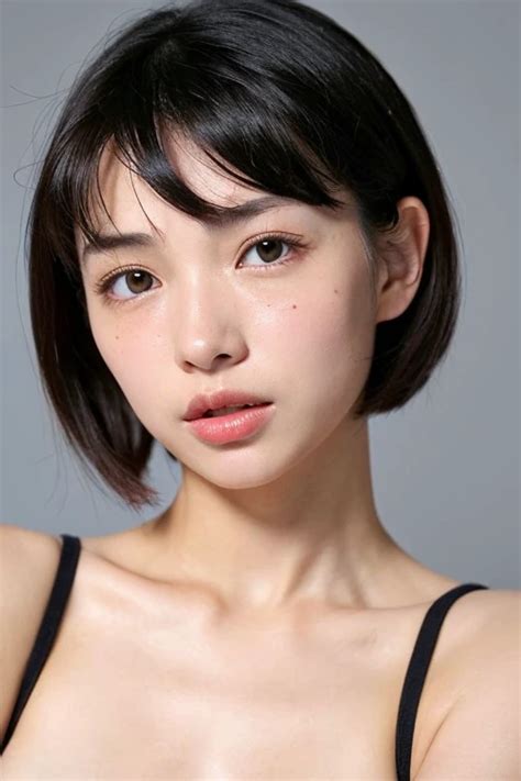 A Beautiful Woman With Short Black Hair Whose Can Be Seen Through