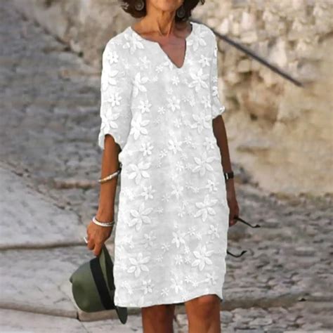 Munlar Womens Embroidered Midi Sundress In White Casual Loose Long