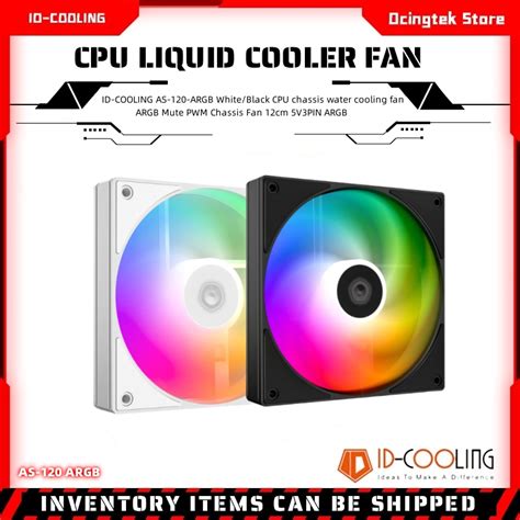 Id Cooling As 120 Argb Whiteblack Cpu Chassis Water Cooling Fan Argb Mute Pwm Chassis Fan 12cm