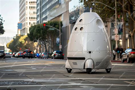 Autonomous Robot Patrolling Security Perimeters Premium Ai Generated