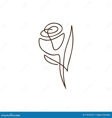 Tulip Flower Vector One Line Art Logo Minimalist Contour Drawing Monoline Stock Vector