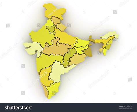 Threedimensional Map India On White Isolated Stock Illustration