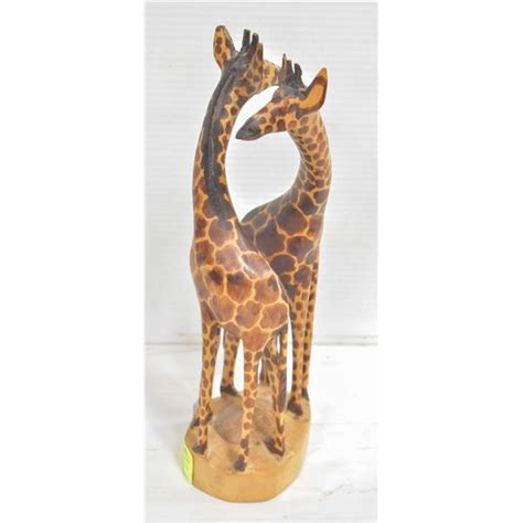 Hand Carved Wooden Giraffes Statue
