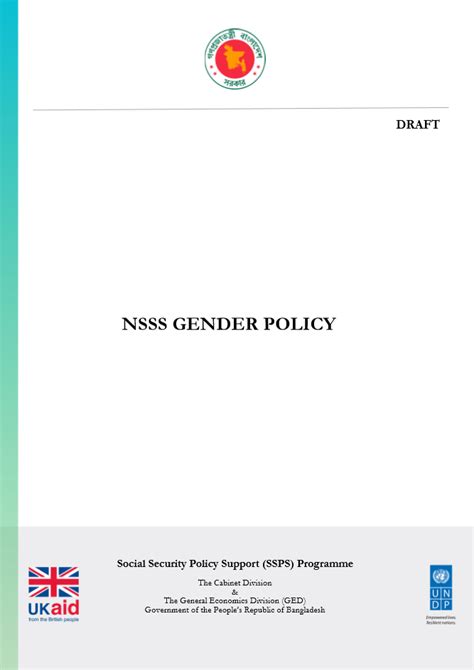 Nsss Gender Policy Social Security Policy Support Ssps Programme