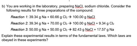 Solved B You Are Working In The Laboratory Preparing NaCl Chegg Com