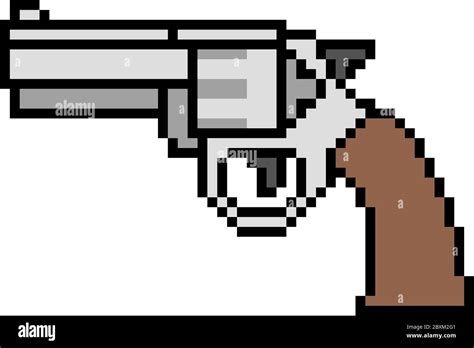 Vector Pixel Art Pistola Magnum Aislado Imagen Vector De Stock Alamy