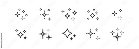 Star Sparkles Icon Set Twinkling Stars Clean Shine Shining Burst
