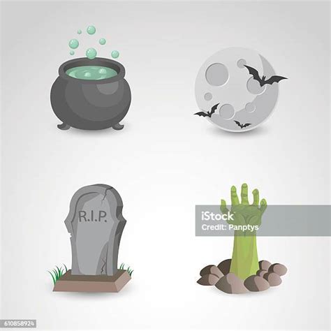 할로윈 벡터 아이콘 세트입니다 10월에 대한 스톡 벡터 아트 및 기타 이미지 10월 3차원 형태 가마솥 Istock
