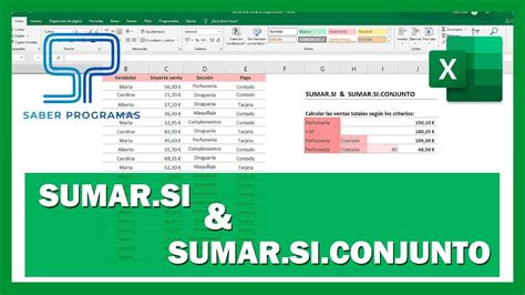 Excel Función SUMAR SI SUMAR SI CONJUNTO en Excel paso a paso YouTube