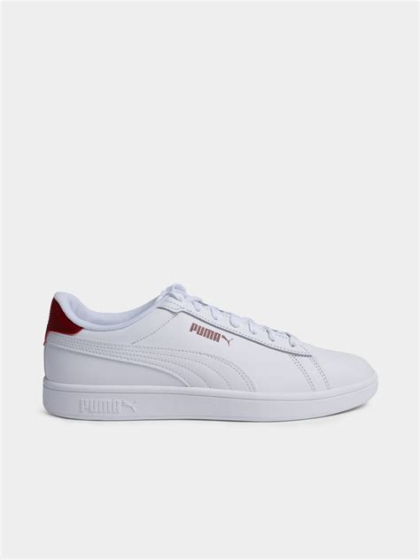 Mens Puma Smash 3 0 White Red Sneakers