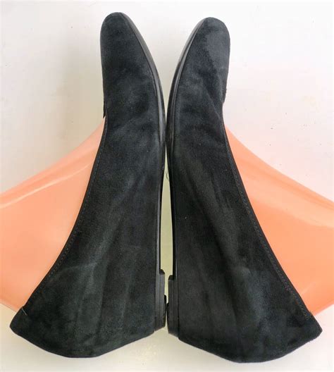 Gabor Black Sacchetto Wedge Suede Pumps Slip Ons Si Gem