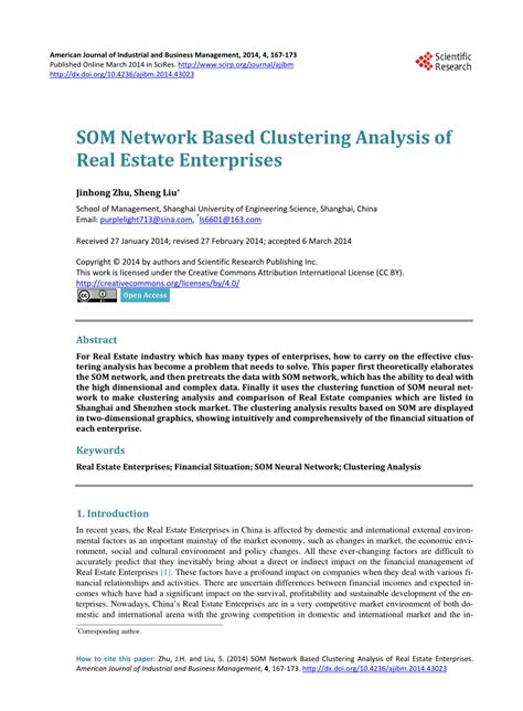 Pdf Som Network Based Clustering Analysis Of Real Estate Enterprises