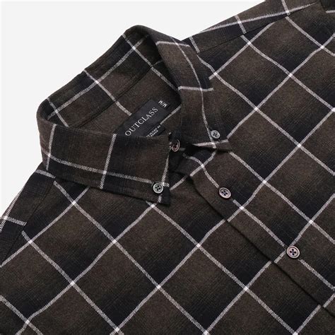 Outclass Attire Shadow Plaid Flannel Shirt Olive Muddy George