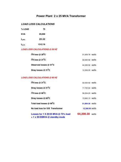 Transformer Losses Calculation Pdf