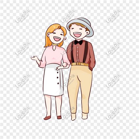 손으로 그린 만화 발렌타인 데이 커플 Png 일러스트 무료 다운로드 Lovepik