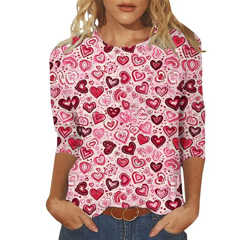 DxhmoneyHX Plus Size Valentines Day Tees For Women Sleeve Casual Loose Shirts Novelty Love