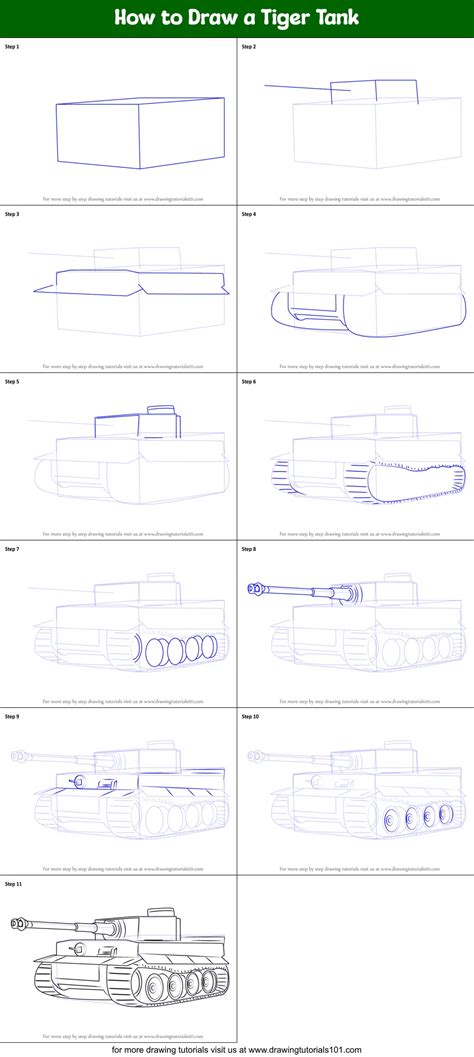 How To Draw A Tiger Tank Military Step By Step Drawingtutorials