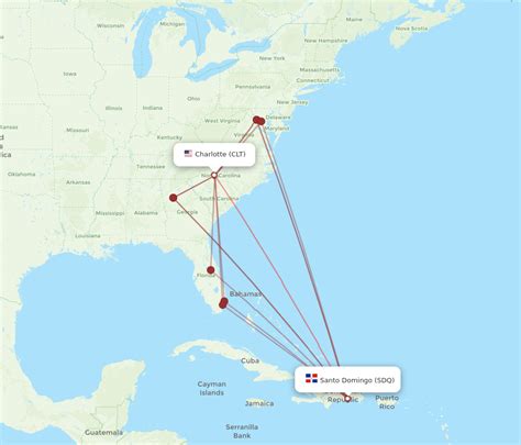 All Flight Routes From Charlotte To Santo Domingo Clt To Sdq Flight