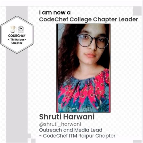 Codechef Codechefcollegechapter Codechefchapters Shruti H