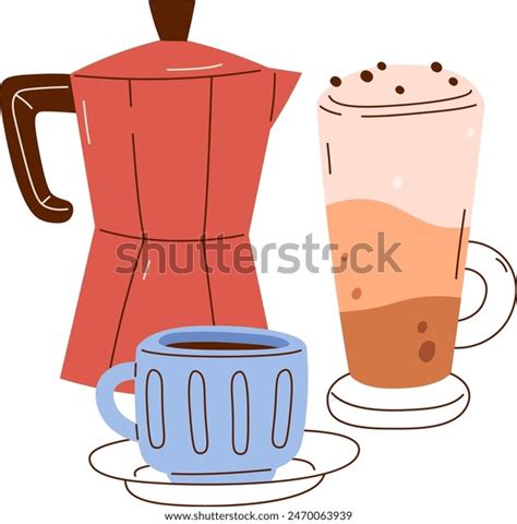Moca 냄비와 커피 컵 벡터 일러스트 스톡 벡터로열티 프리 2470063939 Shutterstock