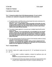 ECON C PS Solutions SP ECON C Prof Levkoff Problem Set Solutions Externalities