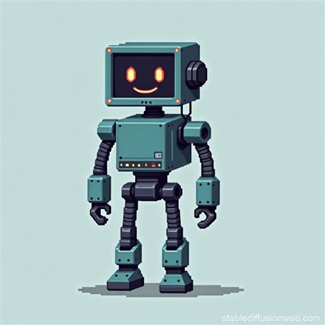 Pixel Art Robot With Monitor Head Stable Diffusion Online