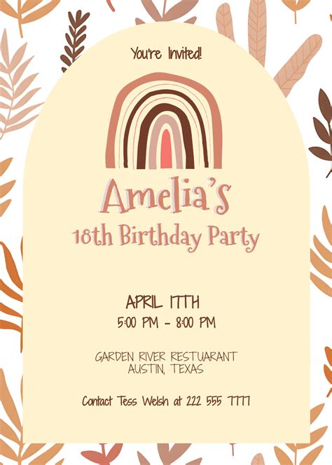 Free Boho Rainbow Invitation Design Template To Edit Online