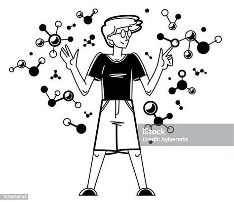 การทดลองและการวิจัยทางเคมีนักวิทยาศาสตร์ที่ทํางานกับโมเลกุลบางอย่างในห้องปฏิบัติการเค ภาพประกอบ