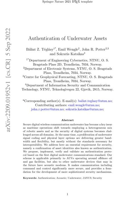 Authentication Of Underwater Assets Deepai