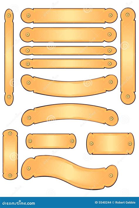 Brass Engraving Banner Plates Stock Vector Illustration Of Sign