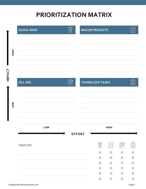 Free Prioritization Matrix Template Wordlayouts