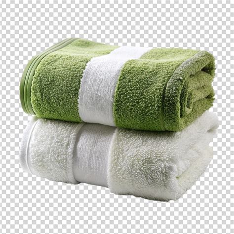 A White And Green Towel Isolated On White Background Premium Ai