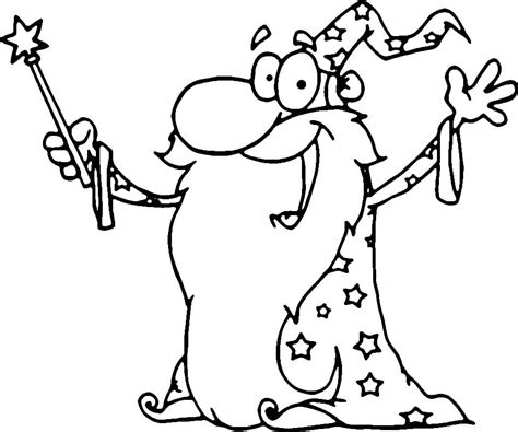 Desenhos de Varinha Mágica Engraçada para Colorir e Imprimir