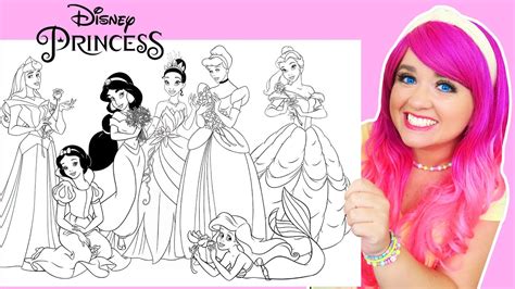 Coloring Every Disney Princess Disney Princess Coloring Pages All Characters Youtube