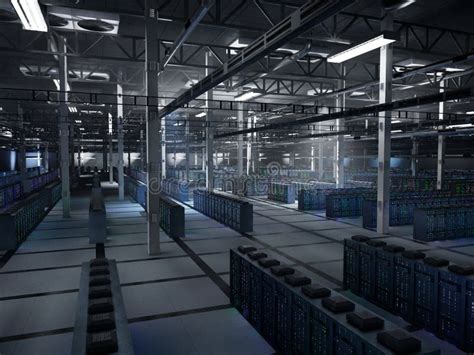 Server Room Arrays Processing Neural Network Datasets Stock Image