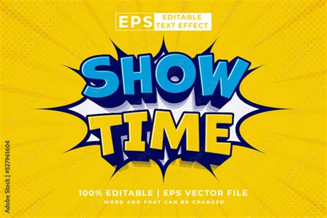 Editable Text Effect Show Time D Cartoon Template Style Premium Vector