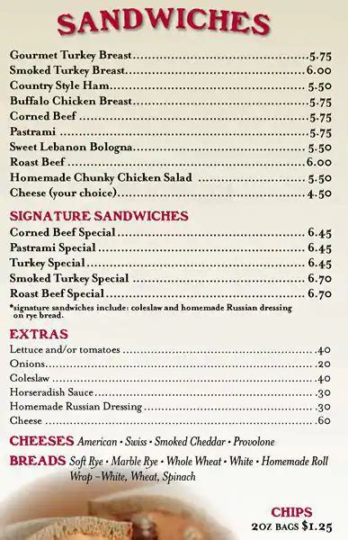 Hatville Farms Deli Menu Menu For Hatville Farms Deli Washington