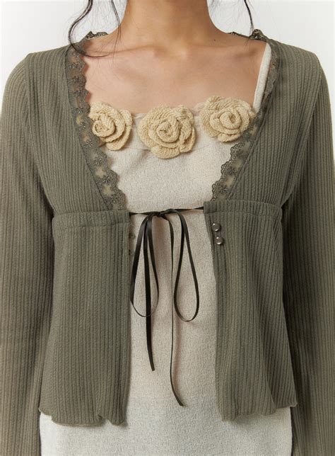 Lace Trim Cropped Cardigan Cf406 Korean Womens Fashion Lewkin