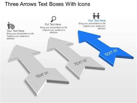 Three Arrows Text Boxes With Icons Powerpoint Template Slide PowerPoint Shapes PowerPoint