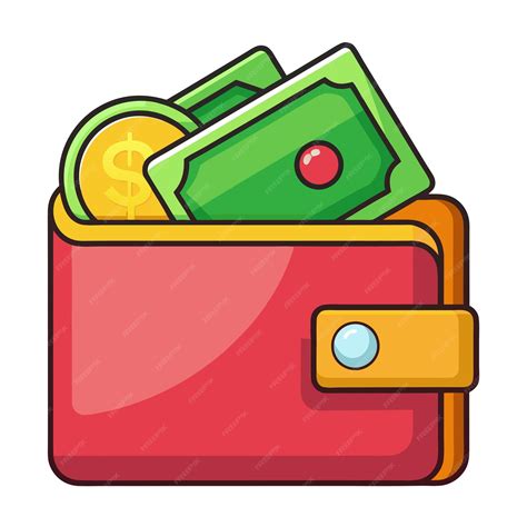 Денежный кошелек Клипарт мультфильмный стиль векторная иллюстрация ...