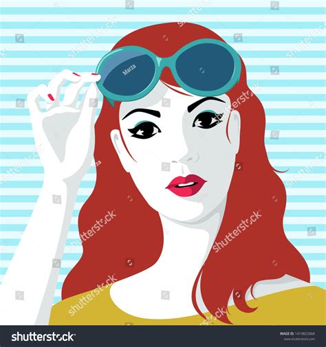 Beautiful Young Redhead Woman Taking Off Stock Vector Royalty Free