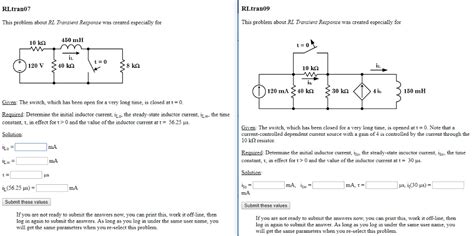 Solved This Problem About RL Transient Response Was Created Chegg