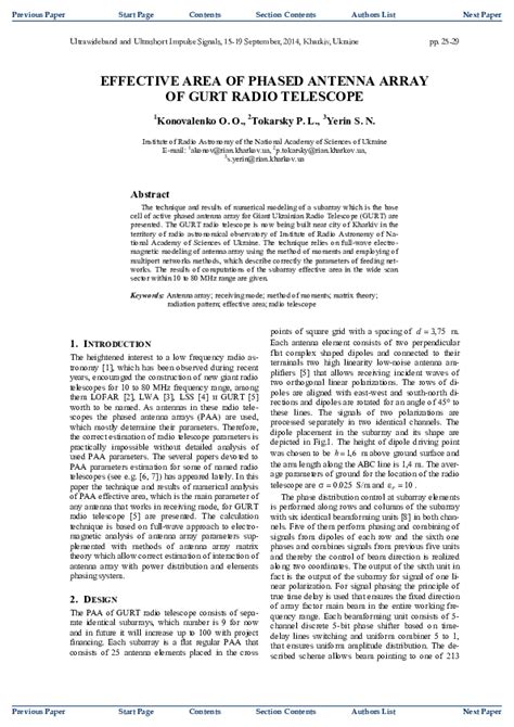 Pdf Effective Area Of Phased Antenna Array Of Gurt Radio Telescope
