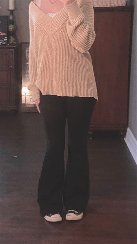 School Outfit Flare Pants Winter Flared Leggings Outfit Ideas