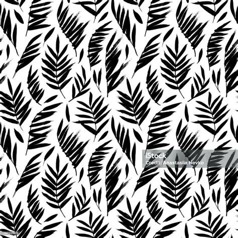 흰색 배경에 야자수 잎이있는 벡터 이음새가 없는 열대 패턴 양치식물에 대한 스톡 벡터 아트 및 기타 이미지 양치식물 잎 꽃 식물 Istock