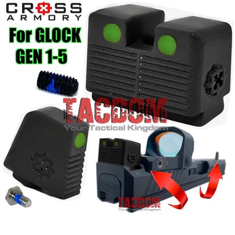 Cross Armory Tall Suppressor Stainless Steel Black Sights For Glock 17