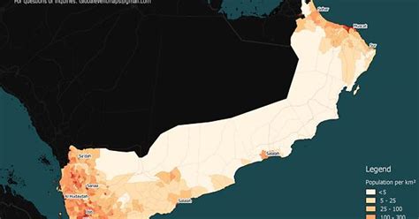 Population Density In The Sultanate Of Oman And The Republic Of Yemen