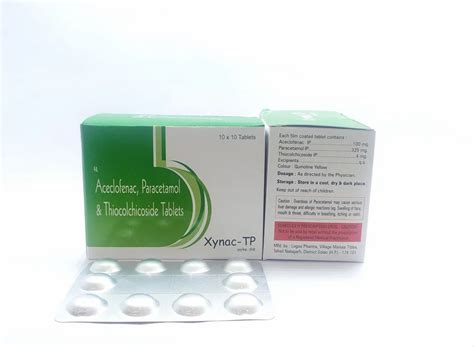 Aceclofenac 100 Mg Thiocolchicoside 4 Mgparacetamol 325mg Xynac Tp