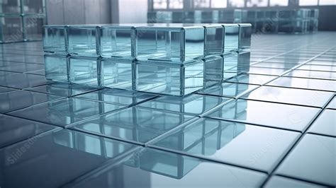 3d Glass Cube Portrayed On The Floor In A Render Powerpoint Background