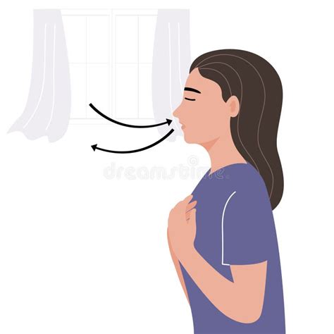 Isolated Of A Woman Breathing Exercise At Home Flat Vector